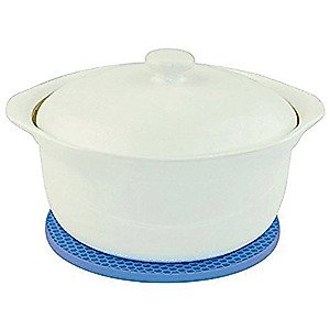 Better Kitchen Products Set Of 3, Large Silicone Pot Holders, Hot Pads, Trivets, 7 Inch, Blue, Lime Green and Red