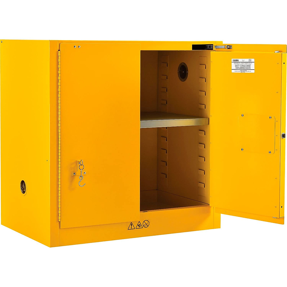 Global Industrial Flammable Cabinet, Self Close Single Door, 22 Gallon, 35"Wx33"Dx35"H