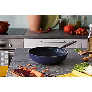 Blue Diamond Cookware Diamond Infused Ceramic Nonstick 11" Wok Pan, Induction, PFAS-Free, Dishwasher Safe, Oven Safe, Blue