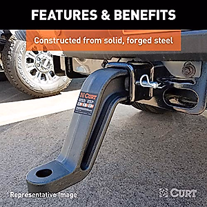 CURT 45431 Industrial Duty Forged Trailer Hitch Ball Mount, Fits 3-Inch Receiver, 21,000 lbs, 1-1/4-Inch Hole, 6-Inch Drop, 4-Inch Rise