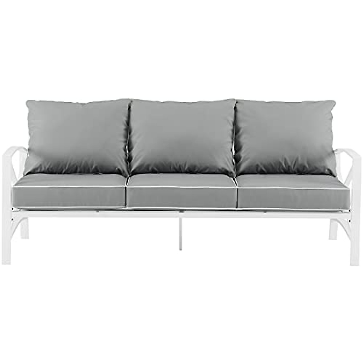 Crosley Furniture KO60027WH-GY Kaplan Outdoor Metal Sofa, White with Gray Cushions