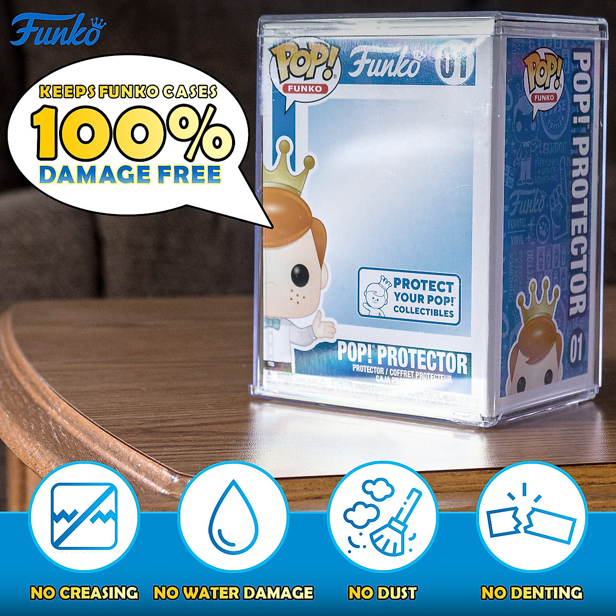 Original Funko Pop Protector, Sturdy Funko Pop Display Case, 0.35mm Thick Crystal-Clear Pop Vinyl Case Protector, Interlocking Heavy Duty Funko Pop Case for Collectible Funko Display (Pack of 6)