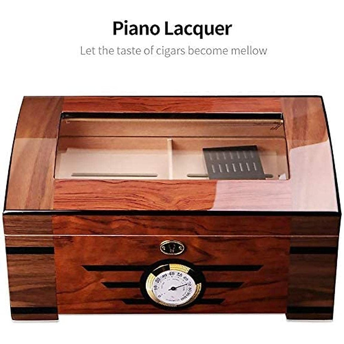MYSGYH YANGPIN- Cigar Humidor Box with Hygrometer and Humidifier, Crude Wood Desktop Cigar Cases Decorative Box BMZDXJG-0