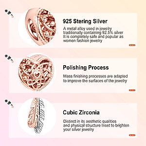 Annmors 925 Sterling Silver Charms for Bracelets and Necklaces Openwork Heart&Two Feathers Dreamcatcher Charms Jewelry Gift for Women