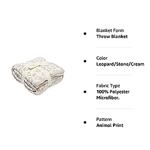 Barefoot Dreams CozyChic Barefoot in The Wild Throw One Size,Leopard/Stone/Cream,CozyChic BITW Adult Throw Leopard