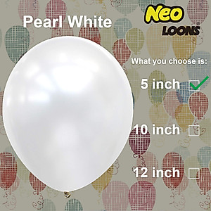 Neo LOONS® 100 pcs 5" Pearl White Premium Latex Balloons - Great for Kids, Adult Birthdays, Weddings, Receptions, Baby Showers, Water Fights, or Any Celebration