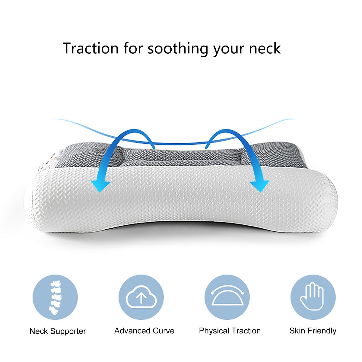 OTONIS Super Ergonomic Pillow 2024 for Neck and Shoulder Pain, Orthopedic Correction Repair Traction Contour Pillow, Supportive and Bigger Version, Gray