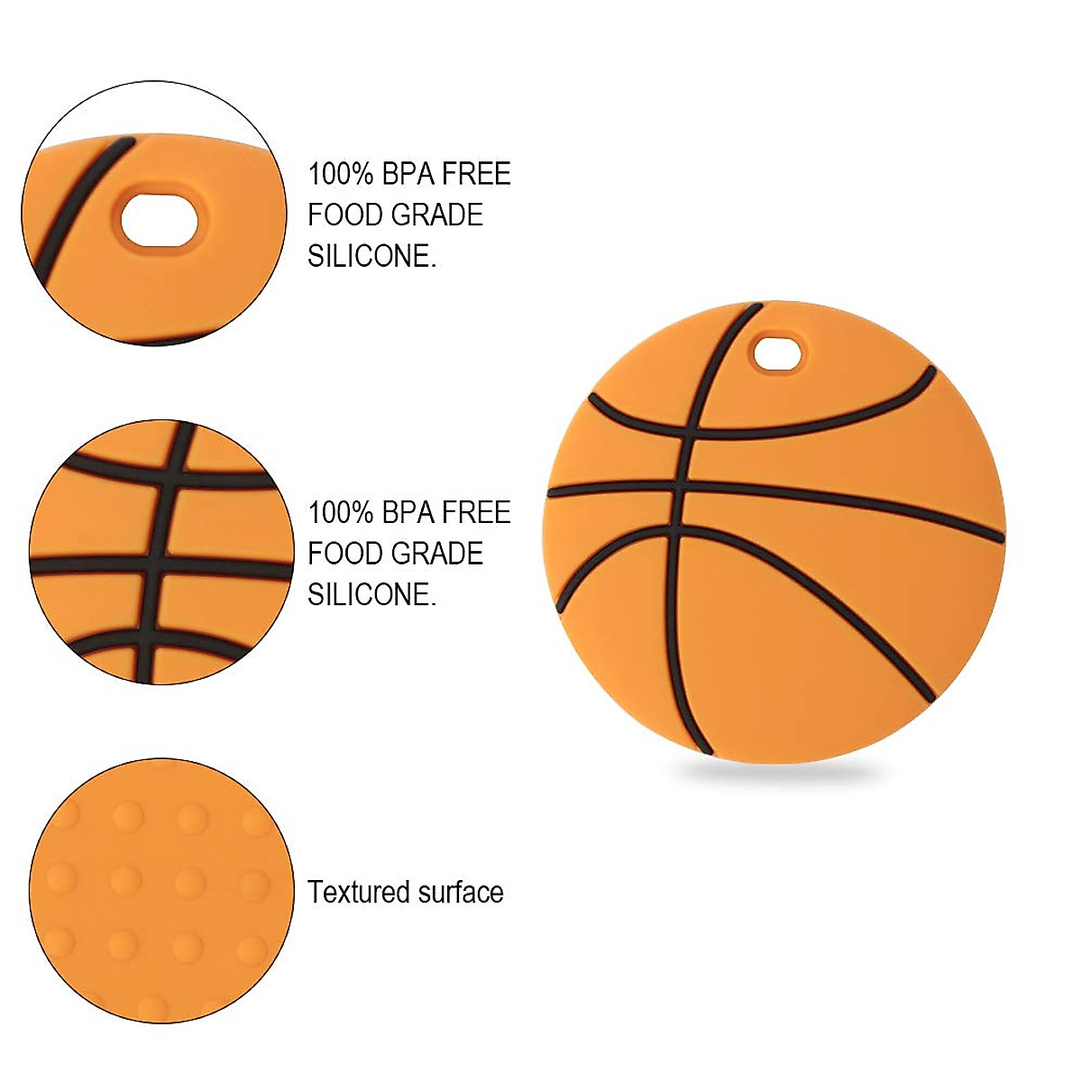 Baby Sport Teething Toys,BPA Free Food Grade Silicone Teether,Highly Effective Pain Relief for Boy and Girl,Freezer Safe Teething Egg (Basketball)