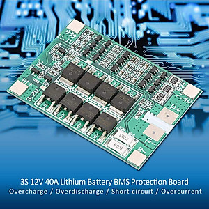 Lithium Battery Protection Board, Li-ion Lithium Battery PCB Protection Board Module 3S 12V 40A Board BMS PCB Board with Balance Charging