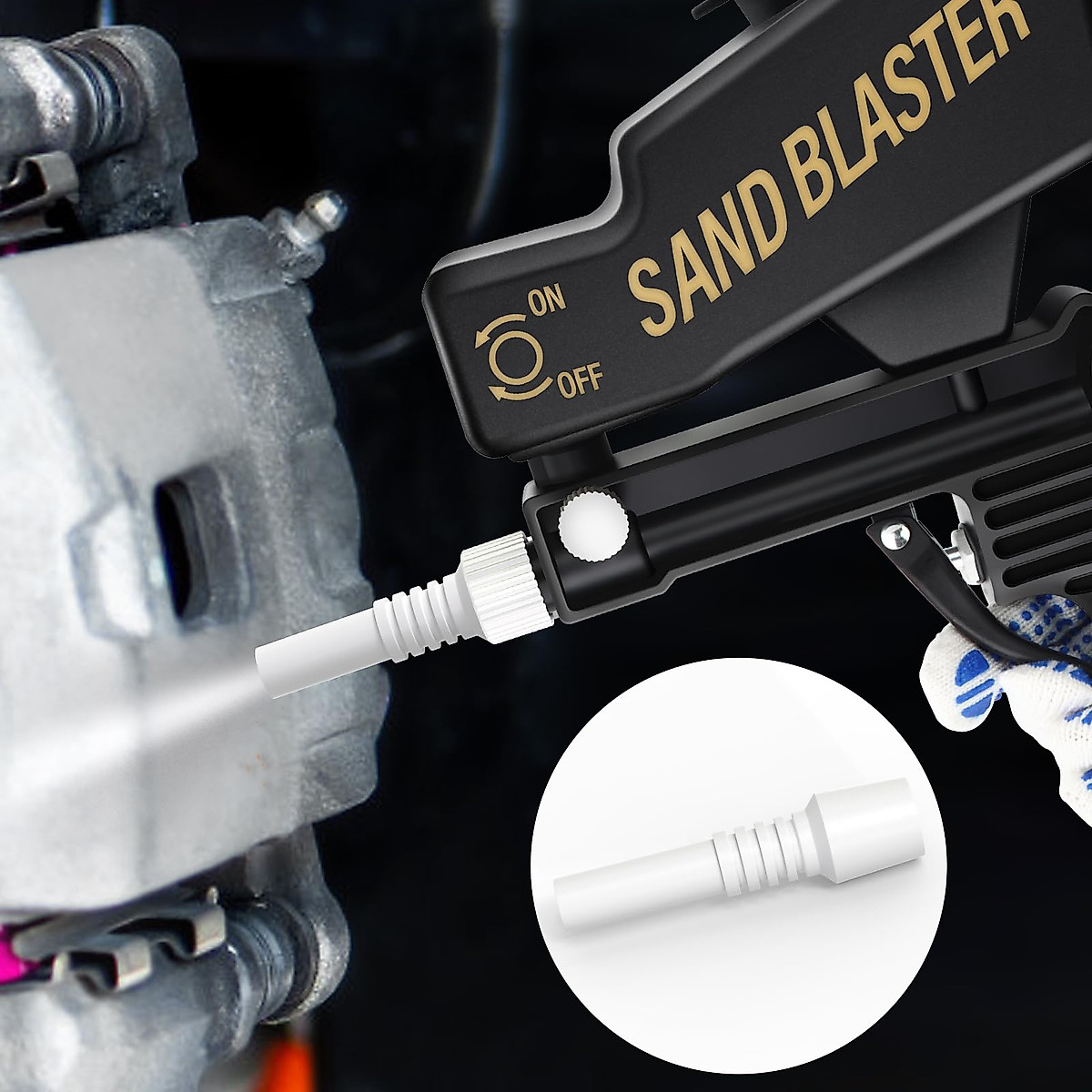 QCDENG 10mm 8pcs Sand Blaster Replacement Ceramic Nozzles, White Ceramic Rust Removal Sandblast Machine Nozzle