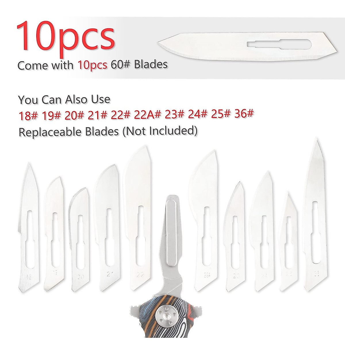 TENCHILON T369 Small Folding Pocket Flipper Scalpel Knife, 10pcs #60 Replaceable Blades, G10 Handle, Compact Slim Gentleman's Scalpel EDC Utility Knives 1.2oz