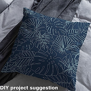 Tropical Leaves Fabric by The Yard Tree Palm Leaf Plant DIY Craft Hobby Fabric by The Yard Retro Blue Rustic Style Decorative Fabric for Upholstery and Home Accents,2 Yards