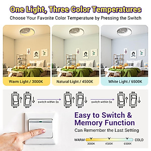 15.75 Inch Flush Mount Ceiling Light for Kids, 30W Large Modern LED Ceiling Lights, 3000K/4500K/6500K Selectable, Moon and Star Ceiling Light Fixture for Bedroom Children's Room Nursery Playroom