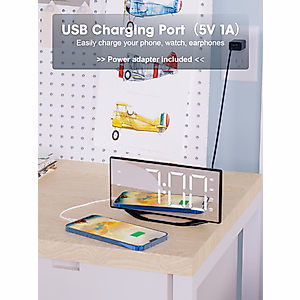 OnLyee Dual Extra Loud Alarm Clock for Heavy Sleepers, Vibrating Alarm Clock with Bed Shaker, 8.7" Large LED Mirror Display, USB Charger, Dimmer, Snooze & Battery Backup