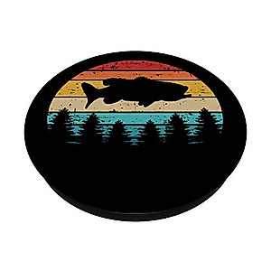 Bass Fishing fish vintage retro PopSockets Grip and Stand for Phones and Tablets