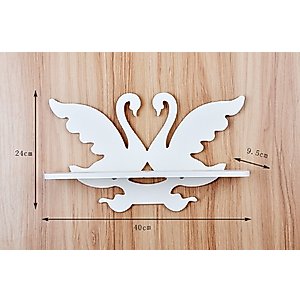 Wall shelf Small White Swan Carved Wall Mount Wood Carved Hollow Shelf