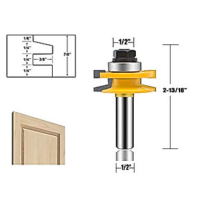 OLETBE 3 PCS Router Bit Set, 1/2-Inch Shank Round Over Raised Panel Cabinet Door Rail and Stile Router Bits, Woodworking Wood Cutter, Wood Carbide Groove Tongue Milling Tool(Gold)