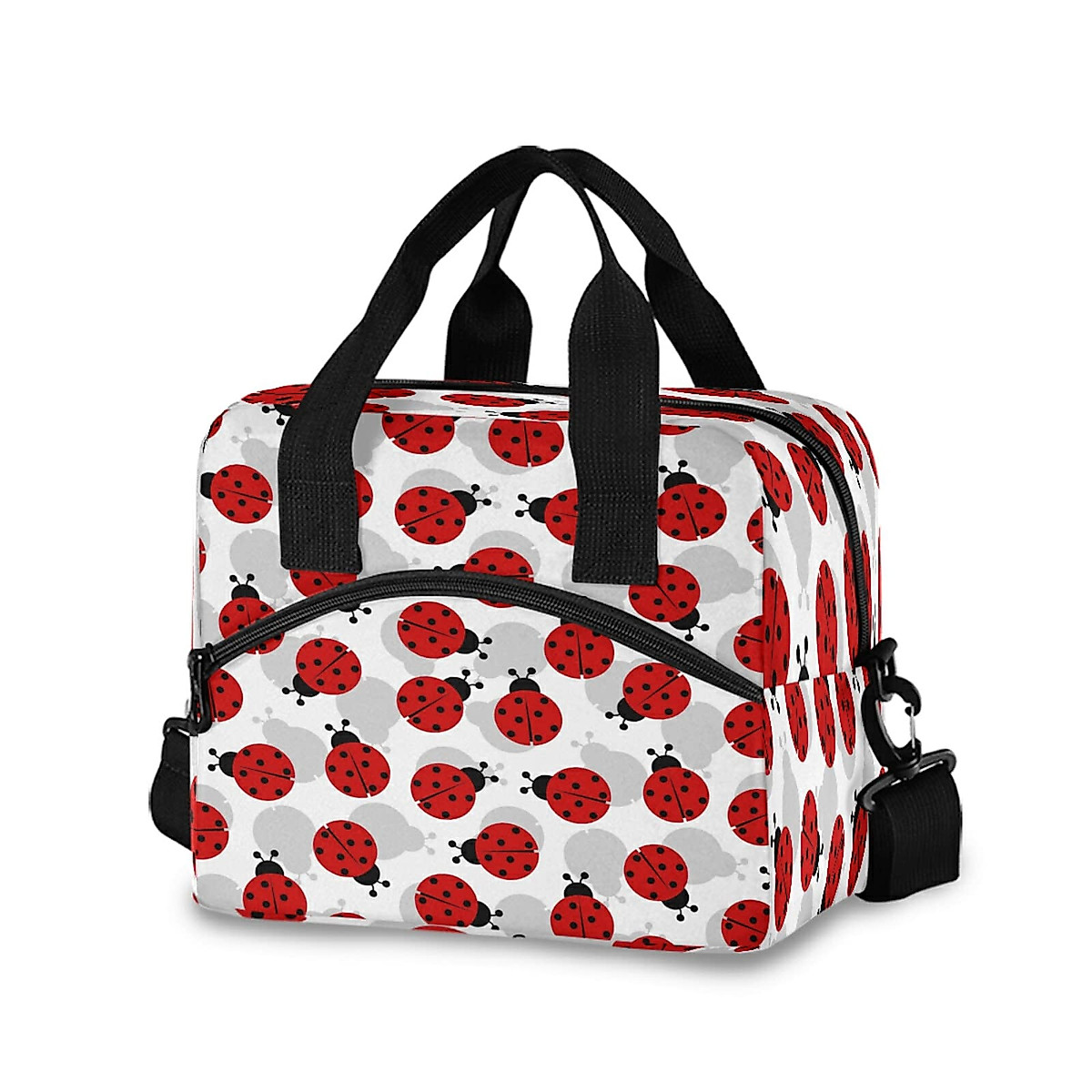 Animal Ladybugs Print Lunch Bag Reusable Lunch Tote Bag Thermal Cooler Bag Insulated Lunch Box with Adjustable Shoulder Strap for Office School Outdoor Picnic