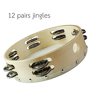 Tambourine 8 inch Double Row Jingles - Handheld Tambourine for Church Kids Adults