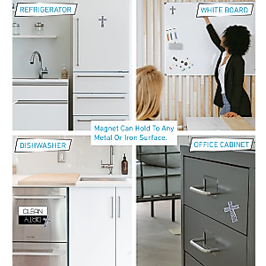 COTA Global Cross Sparkling Refrigerator Magnet - Silver Sparkling Rhinestones Crystals, Cute Religious & Inspirational Magnet for Kitchen Fridge, Locker, Home Decor, Cool Office Novelty - 1.75 Inch