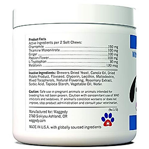 waggedy Calming Chews for Dogs, Tasty Treats Provide Stress & Anxiety Relief for Dogs During Separation, Travel & Times of Fear – Cat Calming Treats | Dog Treats (Calm)