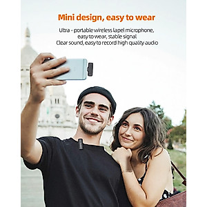 2-in-1 Professional Wireless Lavalier Microphone for Smartphone Android Computer Mini Lapel Recording Wireless Mic with Charging Case for YouTube Facebook Live Stream Video Recording Plug & Play
