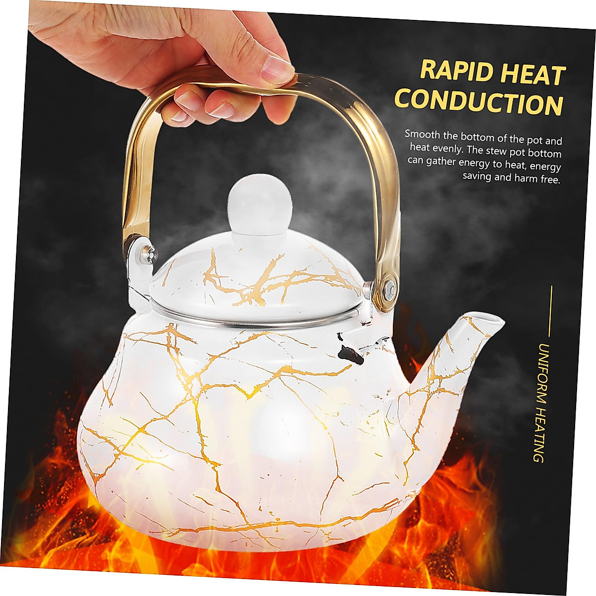 LABRIMP Marble Enamel Jug Gas Top Kettle Espresso Maker Camping Stoves Ceramic Tea Kettle Warmer Coffee Pot Enamel Stovetop Kettle Drip Coffee Kettle White Vintage Pear Shaped Pot