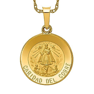 IceCarats 14K Yellow Gold Caridad Del Cobre Medal Necklace Charm Pendant 22mm x 15mm Only