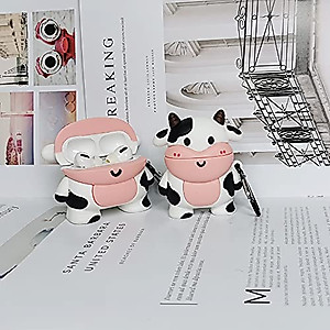 Compatible for Airpod Case 1/2 Cow, Cartoon 3D Silicone Protective Skin Cover for Airpod Case Cute Cow, Boys Girls Kids Teens Women Cute Kawaii Fashion Funny Cases for Airpods 1&2 (Cow)