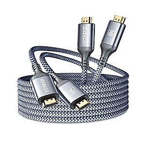 AkoaDa 2 Pack 4K HDMI Cable 16FT, 18Gbps High Speed HDMI 2.0 Nylon Braided Cable, 4K@60Hz, Ultra HD, 2K, 1080P, ARC Compatible with Roku TV, Fire TV, PC, PS5, PS4, X-Box, Monitor