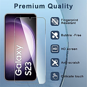 Foneskream [3+3 Pack Compatible for Samsung Galaxy S23 Screen Protector 6.1 inch + Samsung S23 Camera Lens Protector Tempered Glass Case Friendly