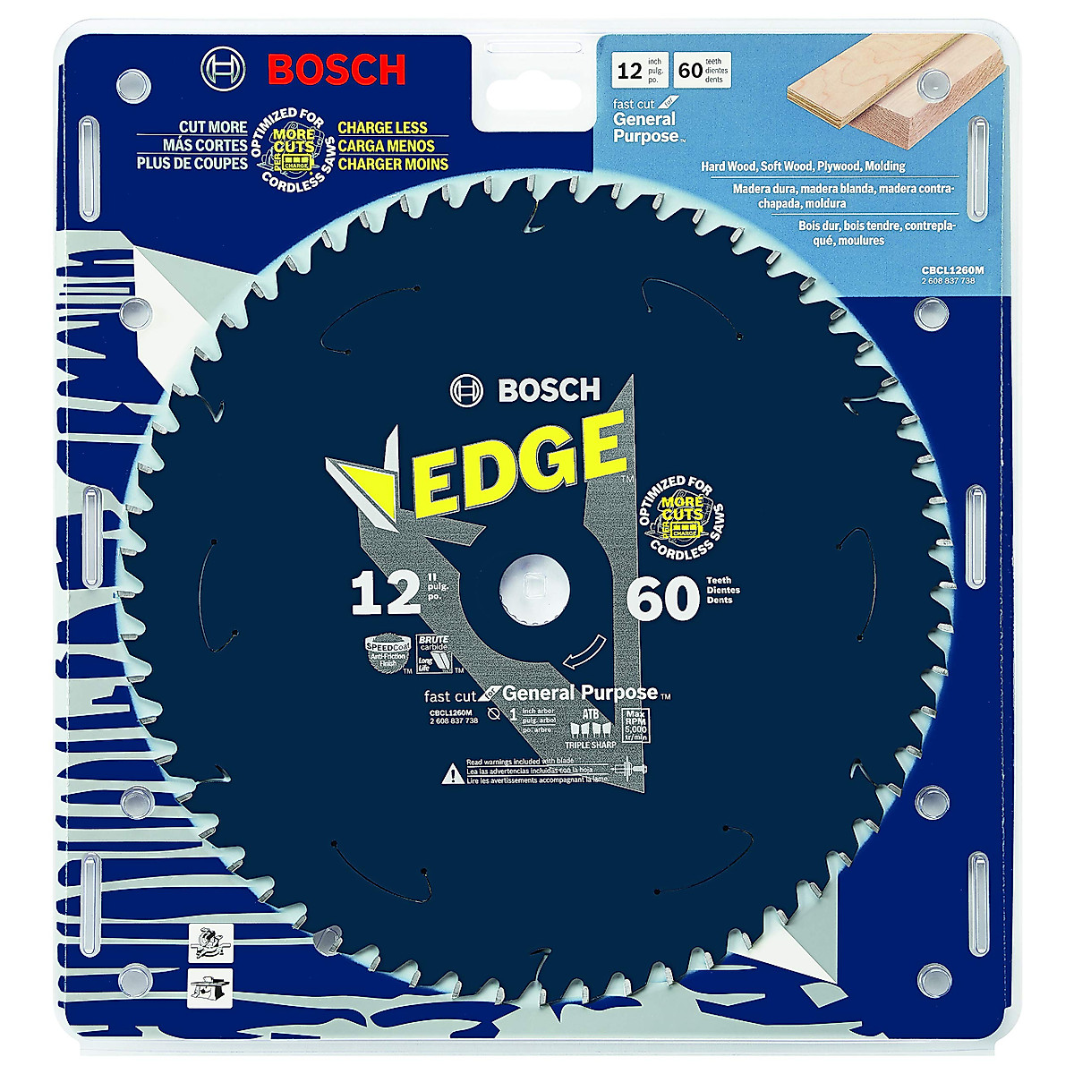 Bosch CBCL1260M 12 In. 60 Tooth Edge Cordless Circular Saw Blade for General Purpose