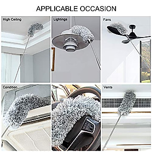 Anawin Microfiber Duster for Cleaning, 100’’ Duster with Extension Pole, Extendable Bendable Cobweb Telescoping Long Dusters for High Ceiling Fan, Blinds, Vents, Furniture, Cars(Single Head)