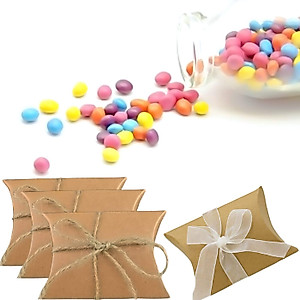 LeonBach 100 Pcs Pillow Boxes and 197 Ft Jute Rope, Jewelry Packaging Supplies Earring Boxes Wedding Favors Boxes Pillow Mini Gift Boxes