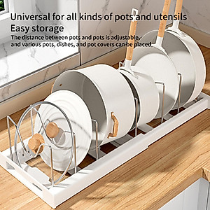 Pot Rack Organizer - Pan Holder Rack Kitchen,Pot Cabinet Organizer Pot Lid Organizer Holder 7 Adjustable Compartment for Cookware Cle-us