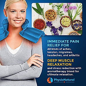 Weighted Neck and Shoulder Wrap - Instant Relief for Tension and Stress, Migraines, Headaches, Aches, Spasms, Arthritis, Stiffness - Deep, Penetrating Muscle Relaxation with Herbal Aromatherapy