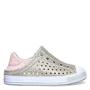 Skechers Girl's Foamies Guzman Steps - Glitter Mist Sneaker, Champagne, 2 Big Kid