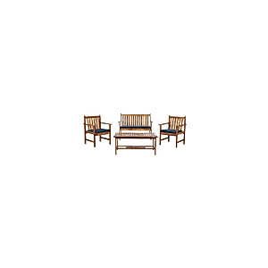 SAFAVIEH Outdoor Collection Burbank Teak and Navy 4 Pc Outdoor Set
