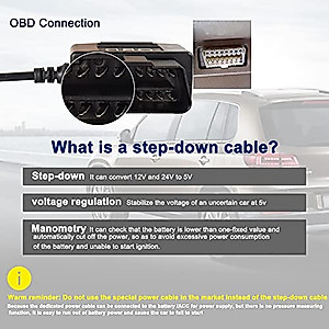 XMSJSIY OBD to USB Power Cable Adapter 16Pin OBD2 Male to 5V 2A USB Female Connector 12V 24V 36V to 5V 2A with Switch Button for Dash Camera Phone Car GPS DVR-0.5M/1.6FT