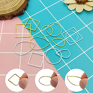 120Pcs Earring Hoop Jewelry Making 3 Shapes Earring Finding Hoop Hypoallergenic Teardrop Square Round Circle Hoop Earring Bulk Open Bezel Pendant Frame for DIY Earring Making Supplies(Gold Silver)