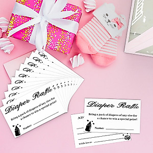 QISOLIY 50 Pieces Diaper Raffle Tickets with Box Baby Shower Game Invitations Diaper Raffle Cards Diaper Raffle Box Set for Baby Shower Gender Reveal Party Supplies Card Box (Clear White)