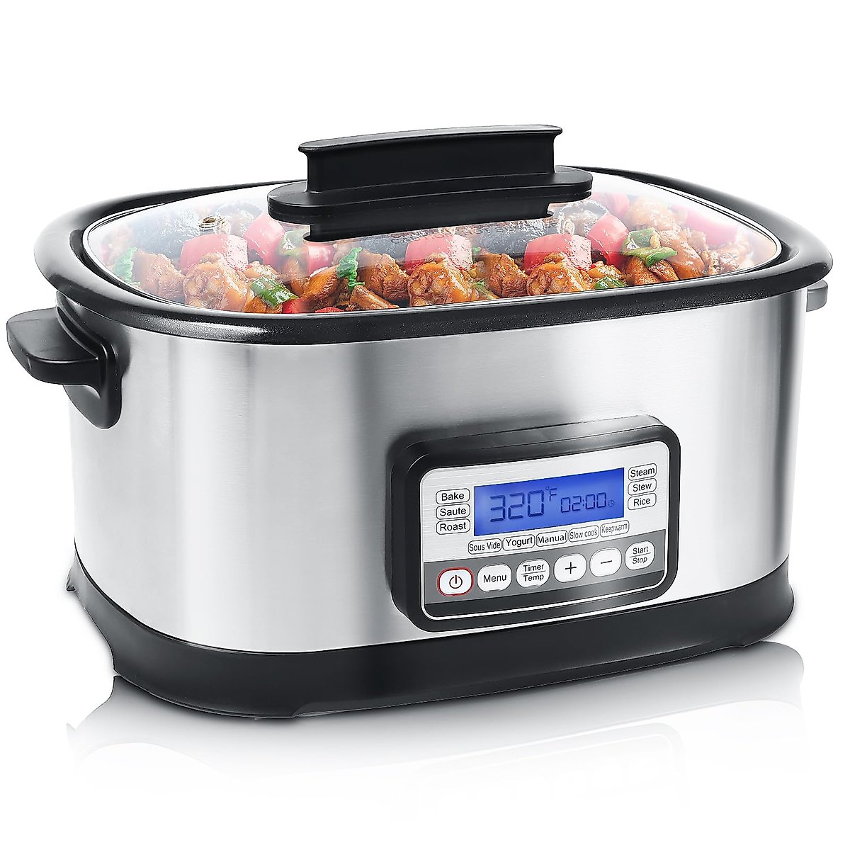 spoonlemon 6.5Qt 11-in-1 Multi Cooker, Digital Programmable Slow Cooker With Bake, Sauté, Roast, and Sous Vide functions, 1500W Timer&Temp Control,Dishwasher Safe Lid&Nonstick Inner Pot