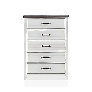 Furniture of America Gladio Modern 5-Drawer Wood 30 in. Chest, Tall Dresser for Bedroom, Kids Room, Nursery, White and Gray