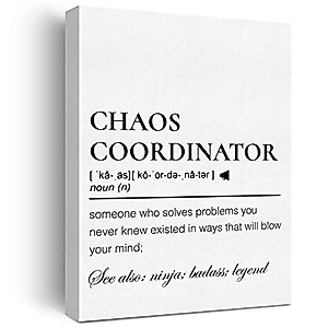 Chaos Coordinator Canvas Wall Art Gifts Motivational School Counselor Definition Canvas Print Painting Therapy Office Wall Decor Framed Gift 12x15 Inch