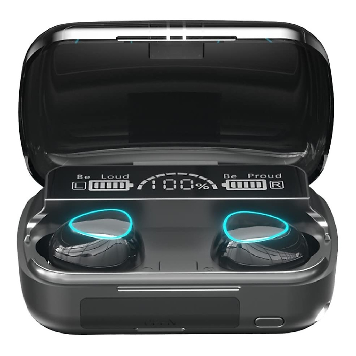 Suomi Wireless Earbuds Bluetooth, 180 Hours Playtime Ear Buds Built-in Microphone Earphones, Immersive Sound Smart LCD Display, IPX7 Waterproof Touch Controls Cordless Headset with Charging Case