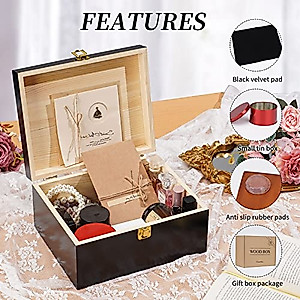 PremiFix Black Wooden Box with Hinged Lid-Wooden Storage Box Wooden Keepsake Box-Wood Gift Box 10x8x5 inch