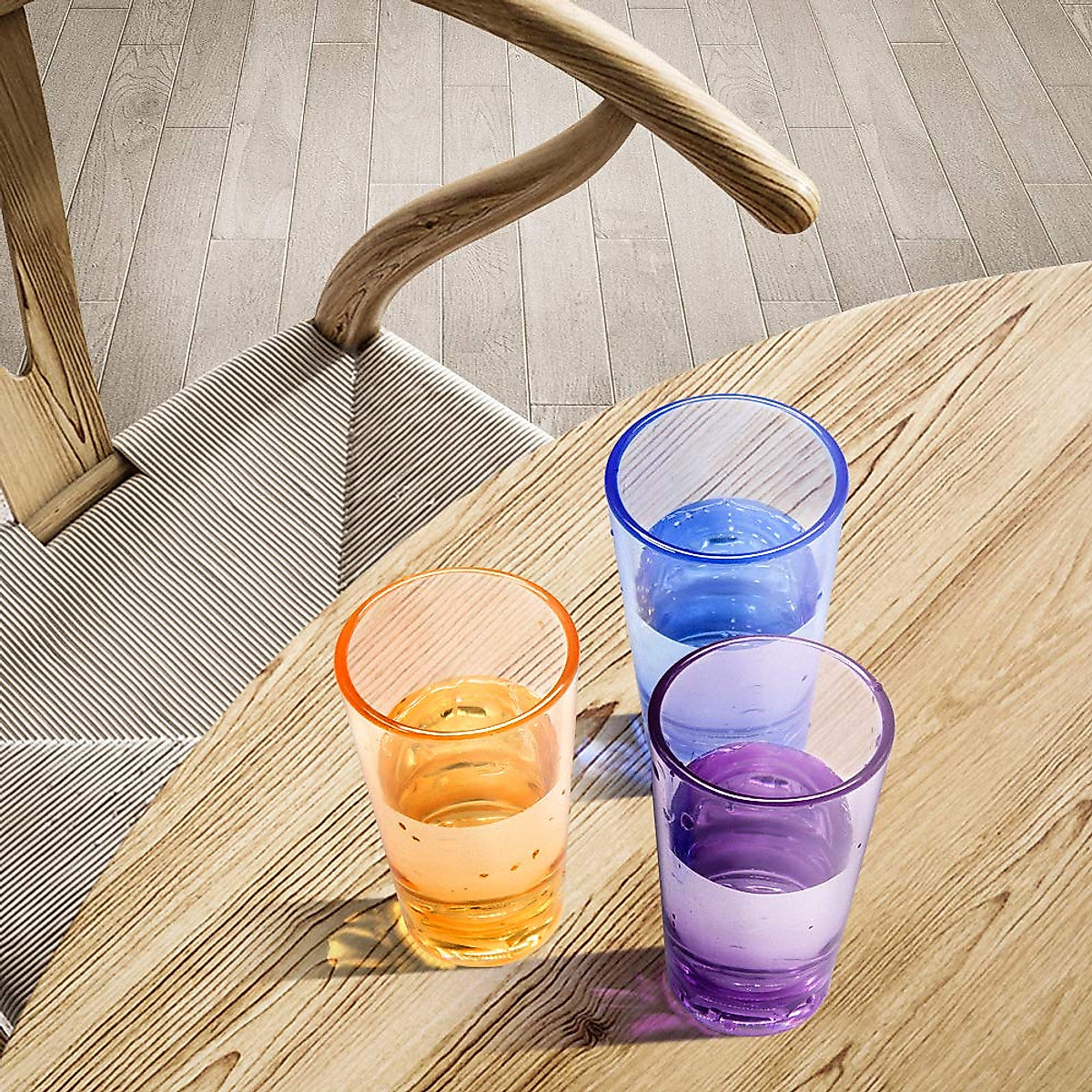 EgieMr Unbreakable Drinking Glasses, 5 Oz Plastic Tumblers Cups Set of 6 in 3 Assorted Colors