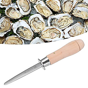 LAIONTY Oyster Knife Stainless Steel Non-slip Poly with Long Wood Handle Oyster Shucker Clam Knife Seafood Opener Tools for Kitchen