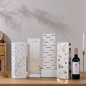 SHIPKEY 12 Pack of Wine Gift Bag, Bags Bulk for Wine Bottles, 13.7” Wine Bottle Bags for Thanksgiving, Halloween, Easter Day, Graduations, Weddings, Christmas, Mother's Day and other Holidays