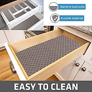 Drymate Premium Luxury Shelf & Drawer Liner, Thick Cushioned Fabric, Non-Adhesive, Absorbent, Waterproof, Slip-Resistant, Liners for Kitchen Cabinets, Cupboards (USA Made)(12”x59”)(2-Pack)(Taupe)